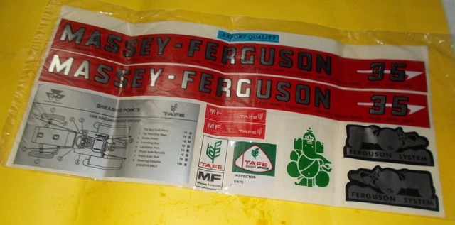 KIT D'AUTOCOLLANTS D'EMBLÈME de capot pour tracteurs MASSEY FERGUSON 35 EUR 16,61 - PicClick FR