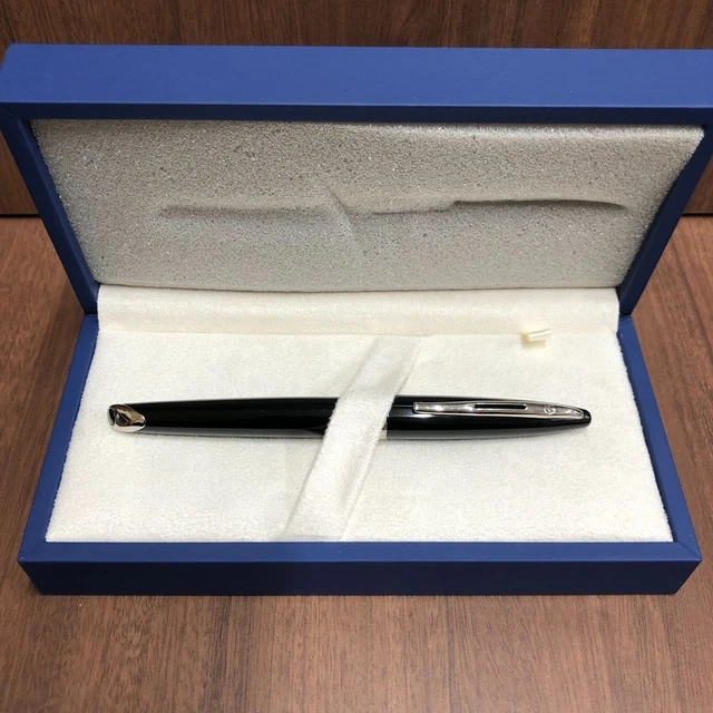 WATERMAN FOUNTAIN PEN Carene Black Sea ST Brass Nib F 18K Writing ...