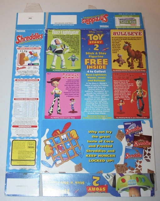 VINTAGE NESTLE SHREDDIES Toy Story 2 Cereal Box 2000 £9.99 - PicClick UK