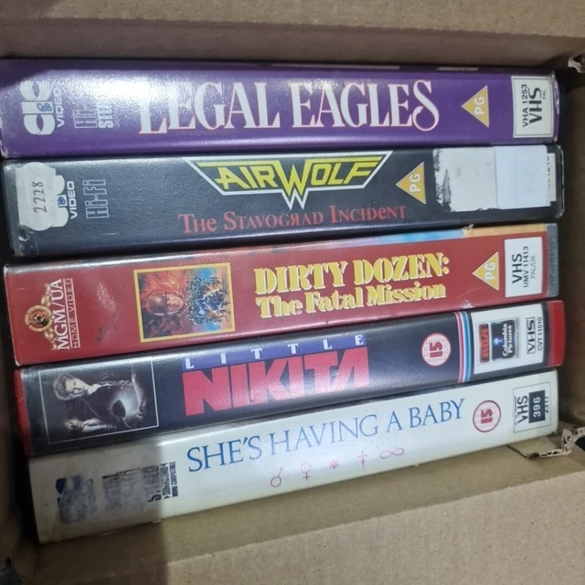 VHS BIG BOX 80s Bundle Exrental Nikita Airwolf & Dirty Dozen Sequels ...