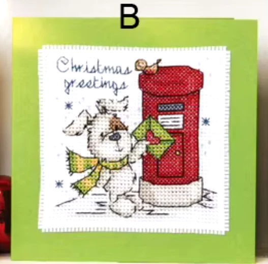 3 CHRISTMAS CARDS Counted Cross Stitch Kits 14 ct Dog Cat Tree Presents ...