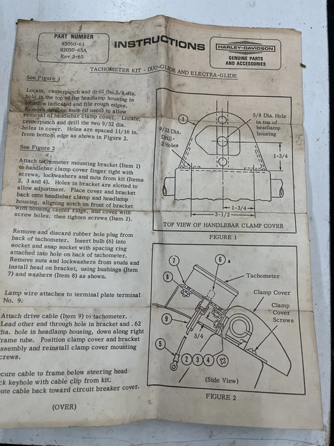 NOS HARLEY PANHEAD Shovelhead Accessory Tach Tachometer Kit 92050-65 FL ...