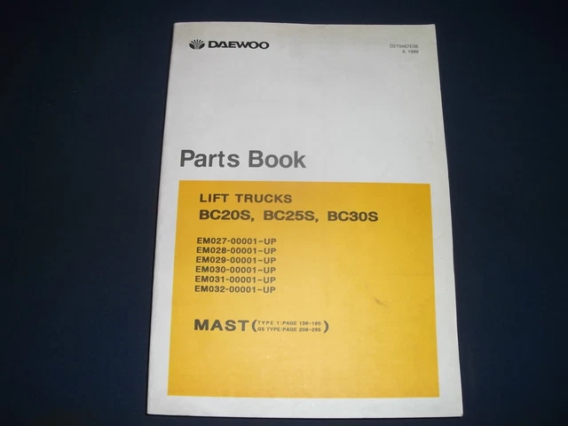 DAEWOO BC20S BC25S Bc30S Forklift Parts Manual Book Catalog £55.26 ...