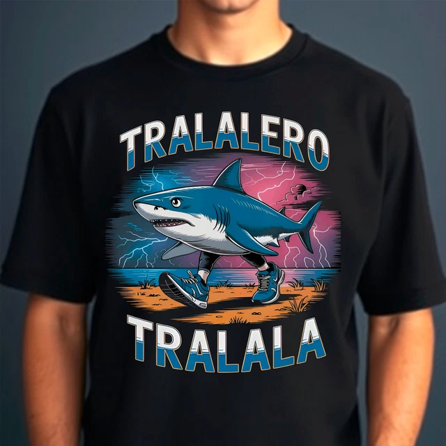 TRALALERO TRALALA SHARK Fish Meme Italian Brainrot Unisex Men's Tee T ...