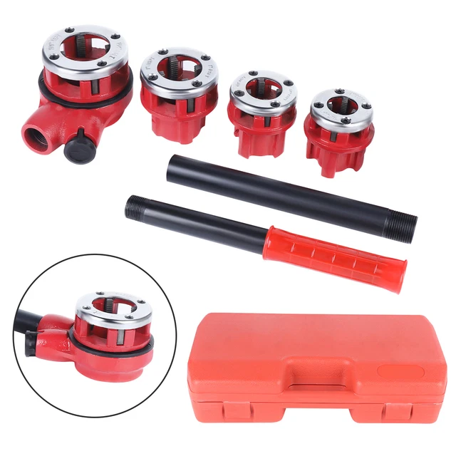 PIPE THREADER THREADING Kit Ratchet Die Stock W/4 Dies 1/2" 3/4" 1" 1-1 ...