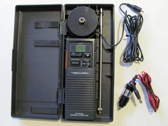 VINTAGE REALISTIC 40 Channel Emergency CB Radio TRC-409 & Fox Antenna ...