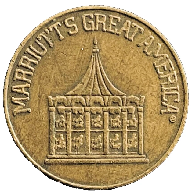 VINTAGE ARCADE TOKEN MARRIOTTS GREAT AMERICA Amusement Park Ride Brass ...