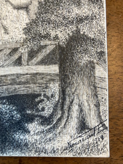 VERY NICE DRAWING Ink 1918 Nourrigat Emile Hamlet of The Queen ...