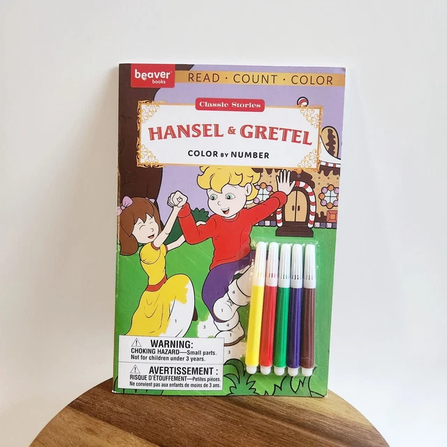 NEW CLASSIC STORIES HANSEL AND GRETEL COLOR BY NUMBER BOOK w/MARKERS ...