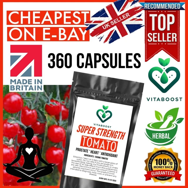 LYCOPENE CAPSULES 50MG Tomato Pure Raw No Fillers Chemicals Fillers ...