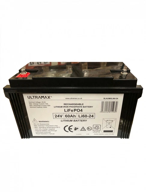 ULTRAMAX 24V 60AH Lithium Phosphate LiFePO4 Pile Pour Léger Électrique Véhicule EUR 626,92 ...
