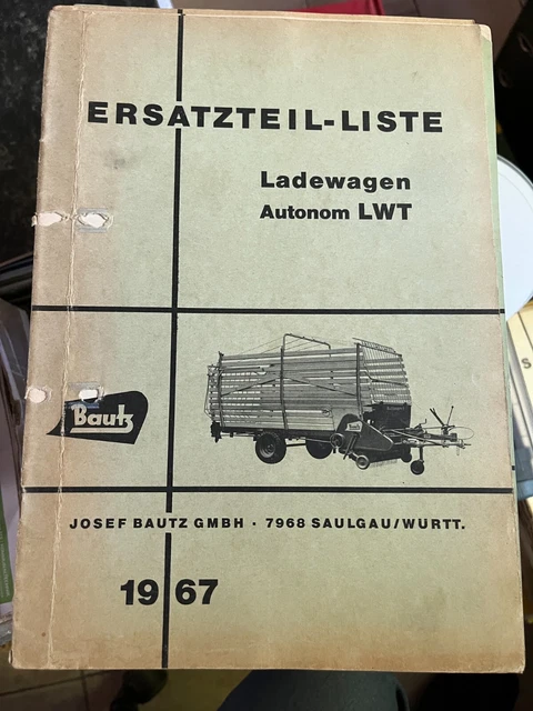 ORIGINALE UNGEBRAUCHTE BAUTZ Ersatzteil-Liste Ladewagen Autonom LW EUR ...