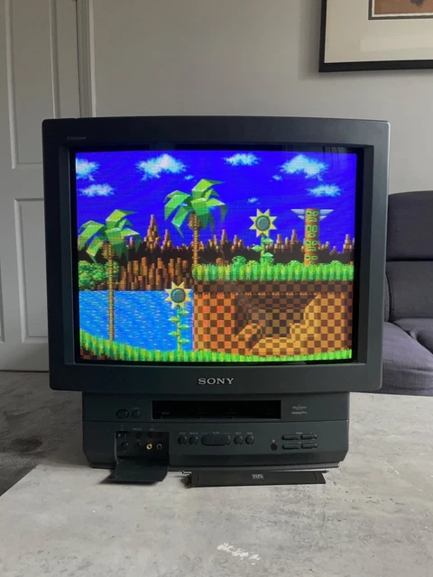 SONY TRINITRON KV-21V6U 21" VHS Combi Retro Gaming RGB Colour CRT TV ...
