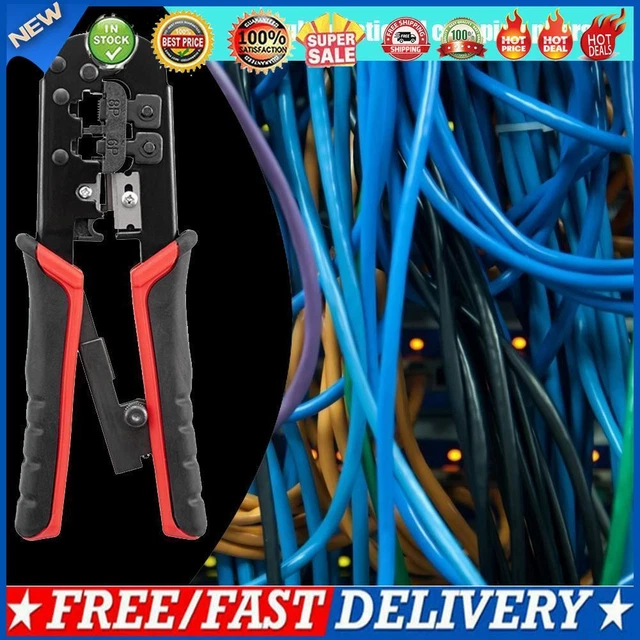 NETWORK LAN CABLE Crimper Cutter Ratchet RJ11 RJ45 Stripper Pliers for ...
