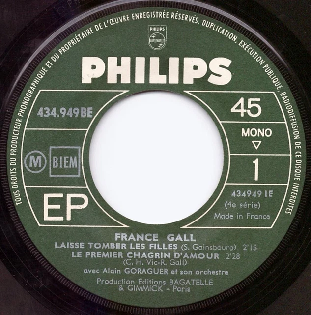 FRANCE GALL LAISSE Tomber Les Filles 1964 French Yéyé Girl EP 45T 1ère ...