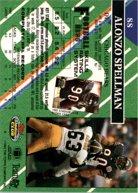 1993 STADIUM CLUB Super Teams Super Bowl #88 Alonzo Spellman EUR 1,87 ...