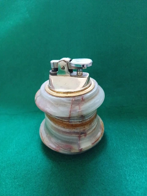 VINTAGE OLD 60S cigarette lighter Untested table Natural Stone Onyx ...