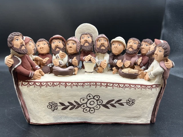 JESUS AND HIS Twelve Disciples LAST SUPPER Original Art Clay Pottery ...
