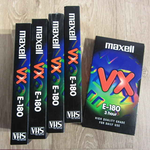 5 OLD USED 'BLANK' VHS VIDEO CASSETTE TAPES - MAXELL VX - E180 (3 hours) E-180 £10.00 - PicClick UK