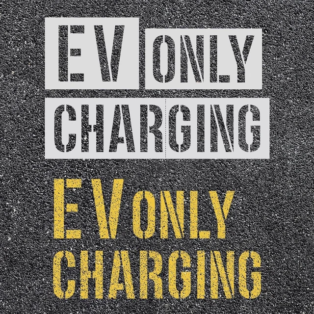 6PCS EV CHARGING ONLY Electric Vehicle Charging Station Stencil, 4 ...