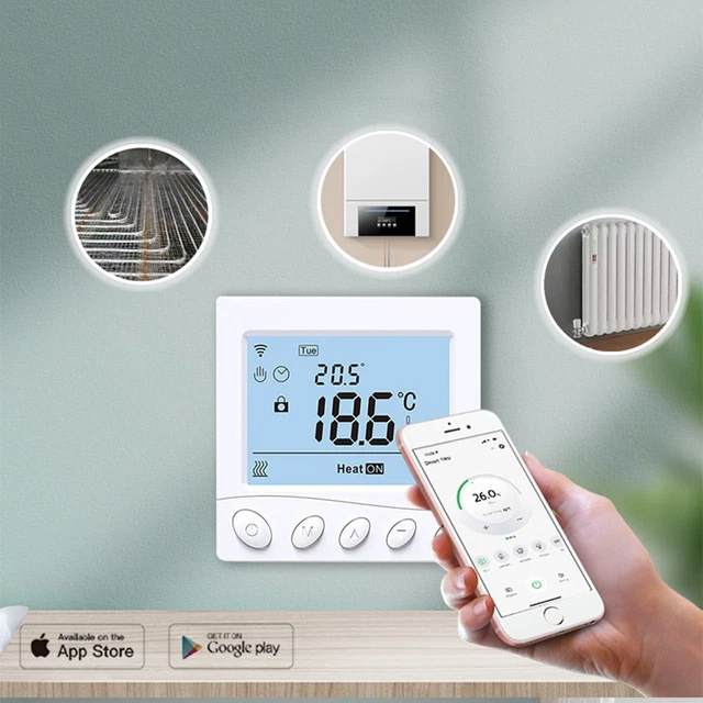 TOUCHSCREEN CONTROL WIFI Thermostat Programmable Schedule Remote App ...