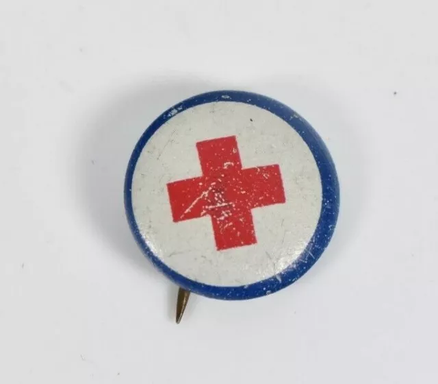 Vintage Ww1 Red Cross Pinback Button American Art Works Coshocton Ohio