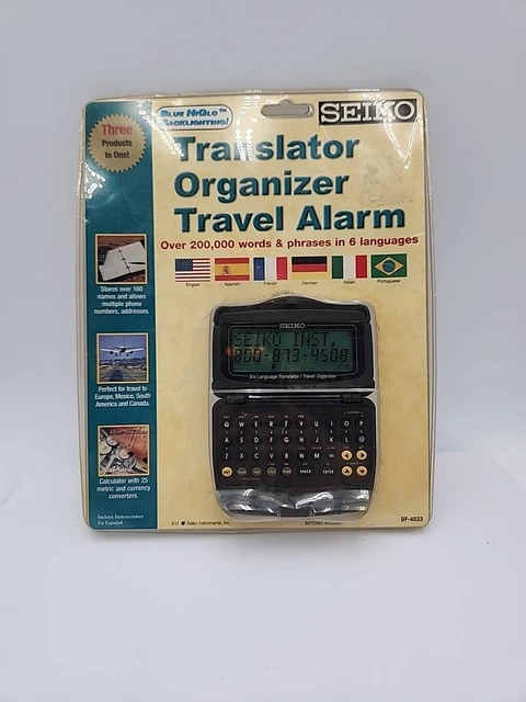 SEIKO 6 LANGUAGE Translator Model DF-4033 Travel Alarm Organizer ...