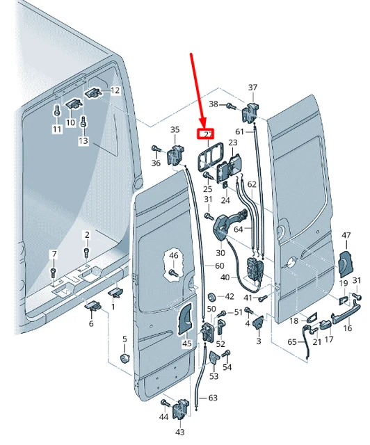 NEW VW CRAFTER 2F MK1 Rear Wing Door Inner Actuator Trim 2E1829313 £44. ...