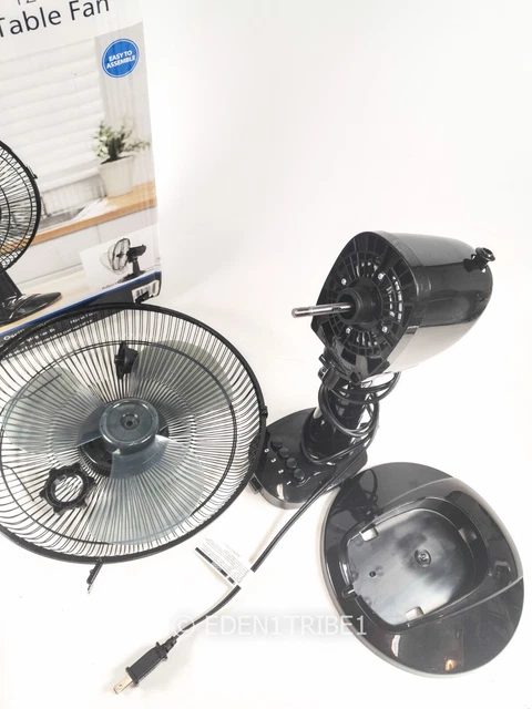 MAINSTAYS 12& 3-SPEED Oscillating Table Fan, FT30-8MBB, Black $31.48 ...