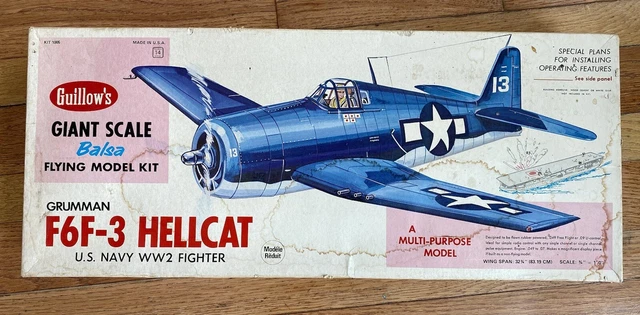 GUILLOWS GIANT SCALE Balsa Wood Grumman F6F-3 Hellcat Flying Model ...