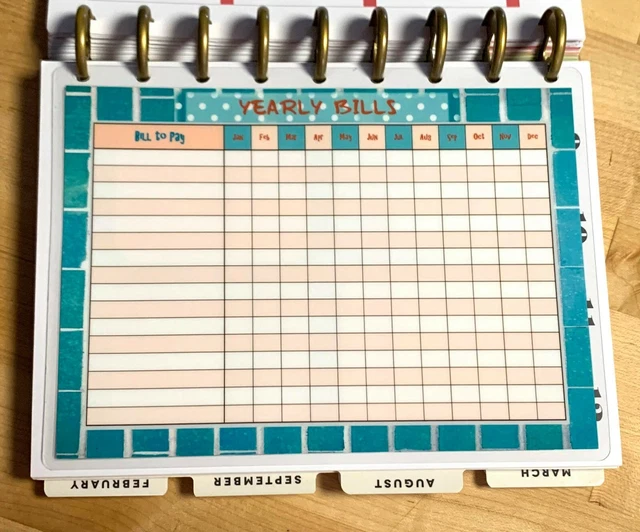YEARLY BILLS TO Pay Dashboard Insert For Use With Classic HAPPY Planner YEARLY BILLS TO Pay Dashboard Insert For Use With Classic HAPPY Planner