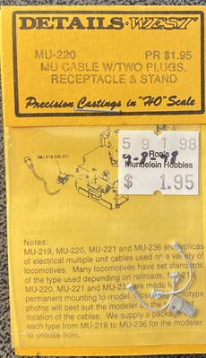 DETAILS WEST - HO Scale - MU-218 - MU Cable W/Double Ended Plugs EUR 5 ...