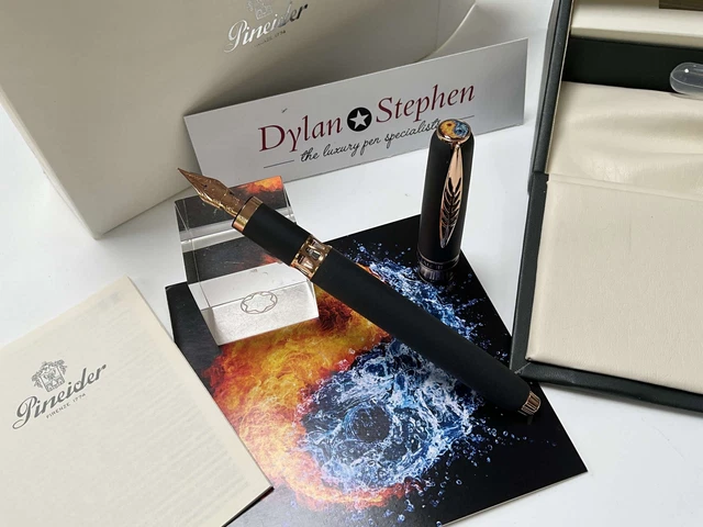 STYLO PLUME NOIR Pineider Alchemist Stromboli 14K stub italique ...