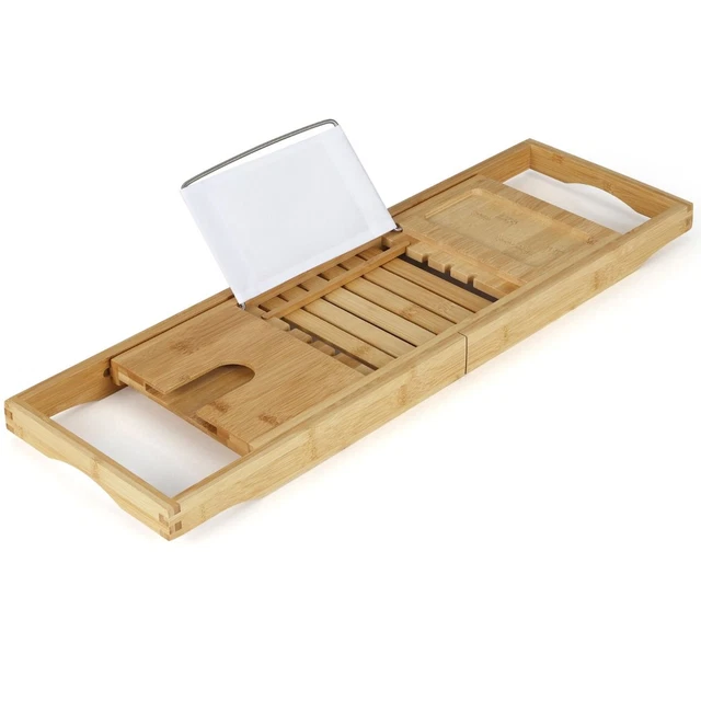PLATEAU DE BAIGNOIRE En Bambou Plateau De Bain Extensible Avec Support De Livre EUR 69,99 ...