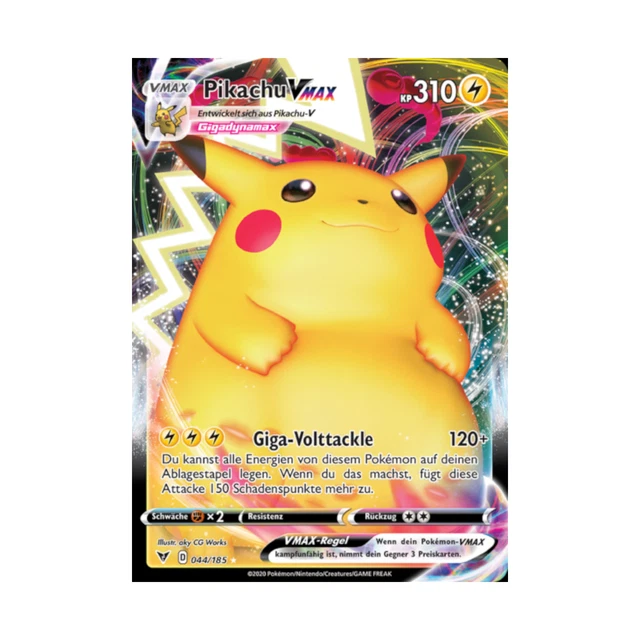 CARTA GCC POKÉMON Pikachu VMAX || shock colore - 044/185 || quasi nuova ...