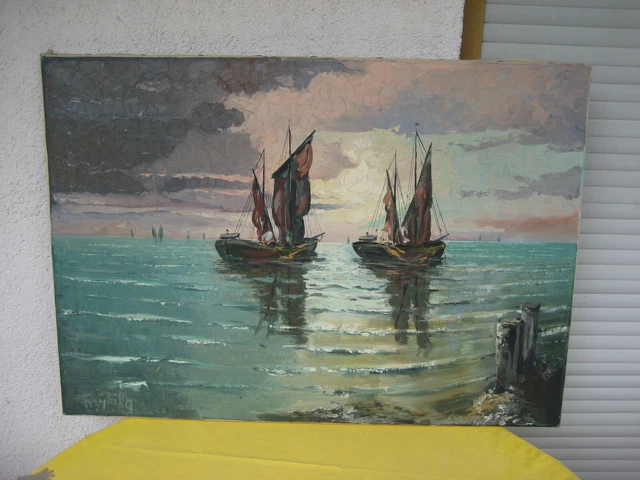 ÖLGEMÄLDE SEEGELBOOTE/SEGELSCHIFFE/FISCHERBOOTE AUF See/Meer sign.: Przybilla EUR 349,99 ...