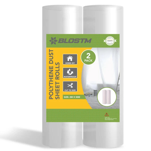 BLOSTM POLYTHENE DUST Sheet Roll 3mx50m Plastic Large Decorating ...