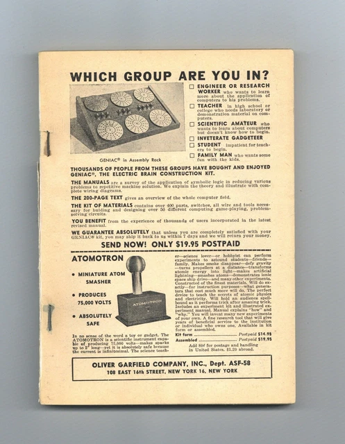 ASTOUNDING SCIENCE FICTION Pulp / Digest Vol. 61 #3 PR 1958 Low Grade £ ...
