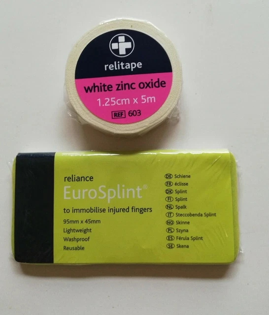 EURO SPLINT FINGER Splint Plus Zinc Oxide Tape- Broken Bones & Sprain ...