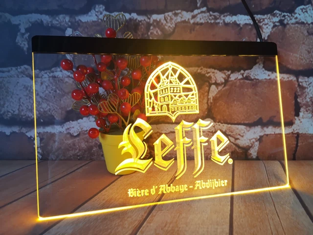 ENSEIGNE LUMINEUSE NÉON LED logo bière Leffe pour maison bar club pub ...