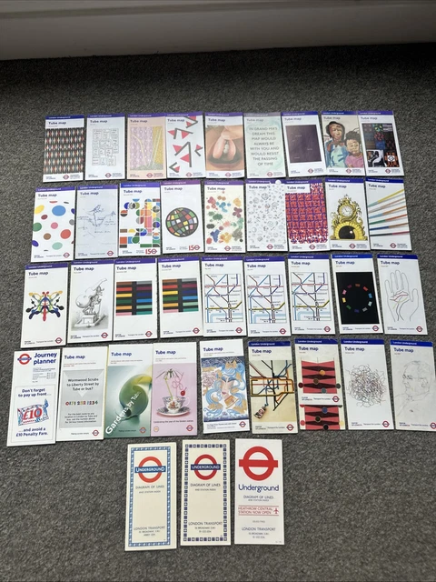 LOT OF X39 (1961-2024) London Underground Tube Map Pocket Diagrams LT.E ...