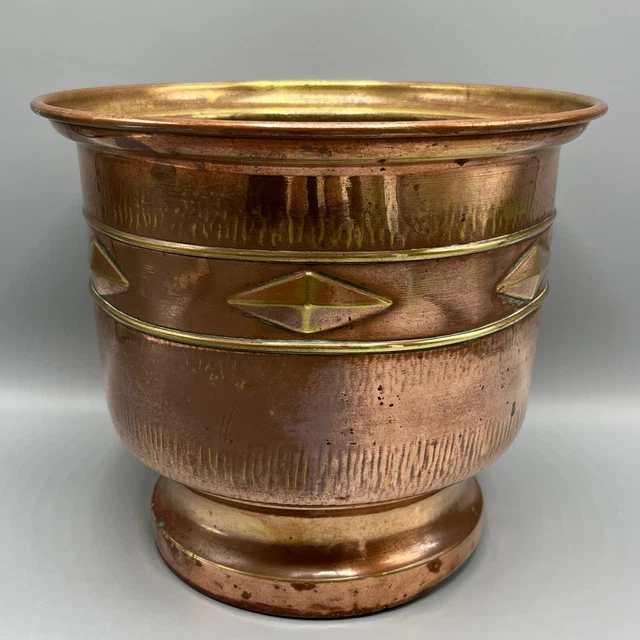 VINTAGE MID CENTURY Copper Brass Planter Jardiniere House Plant Pot 50s ...