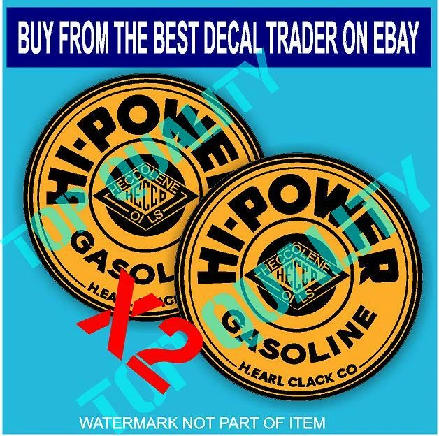 VINTAGE HI POWER GASOLINE Decal Sticker Vintage Americana Retro Hot Rod ...