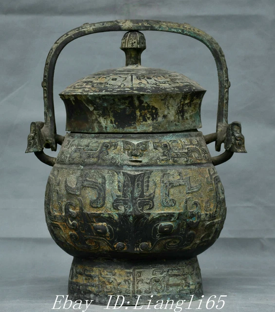 14&ANTIKE ALTE CHINESISCHE Bronze Ware Dynastie Palace Beast Face ...