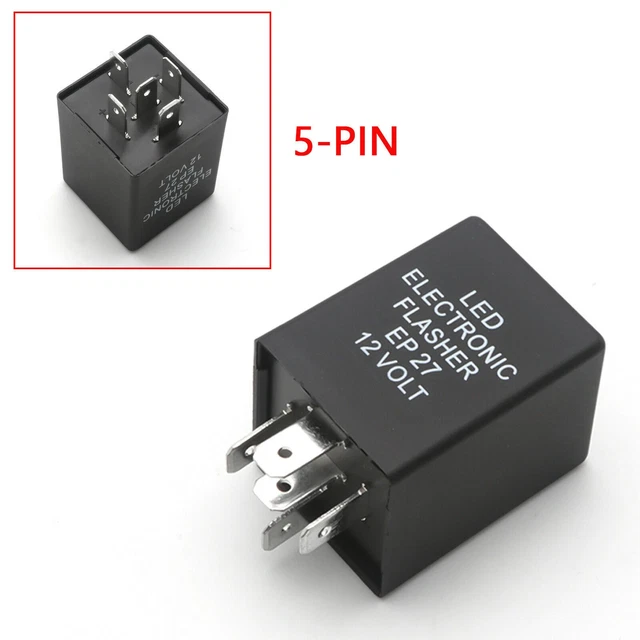 12V 5-PIN EP27 Electronic Flasher Relay For LED Turn Signal Lamps Hyper ...