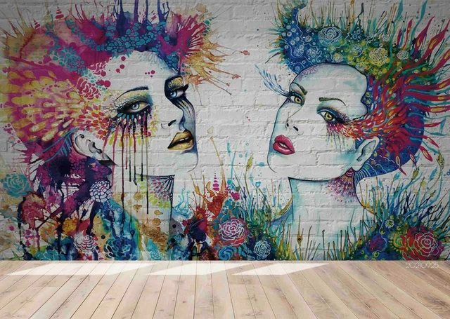 3D GRAFFITI GIRL Wallpaper Wall Mural Removable Self-adhesive 244 $124. ...