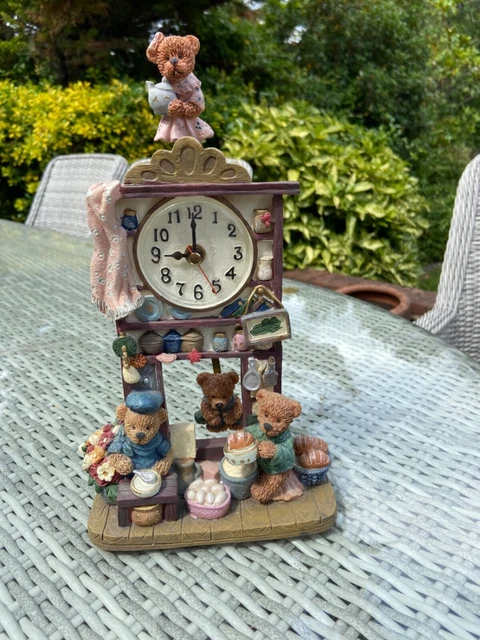 TEDDY BEAR FIREPIECE clock with swinging bear pendulum £28.99 - PicClick UK