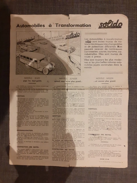 ANCIEN SOLIDO DEMONTABLE : Notice De Coffret Année 1939 1940 EUR 19,00 ...