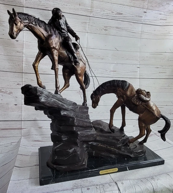 UP THE HILL Frederic Remington Art Museum Bronze Replica Sculpture Gift ...