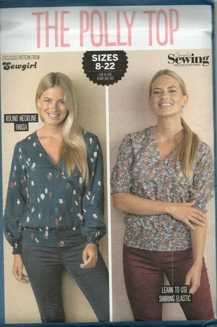 SIMPLY SEWING PATTERN for The Polly Top, Faux Wrap, Shirred Waist Sizes ...
